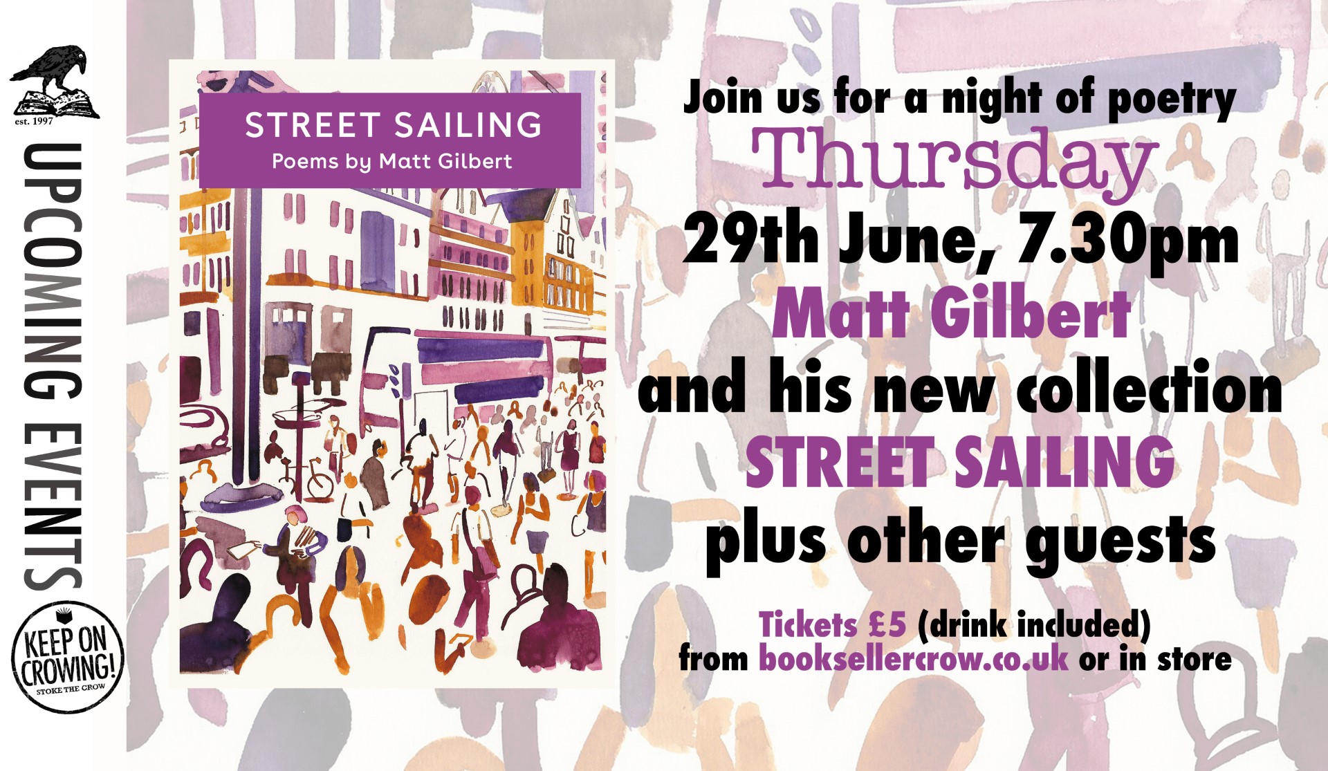 Poetry event with Matt Gilbert and special guests - The Bookseller Crow